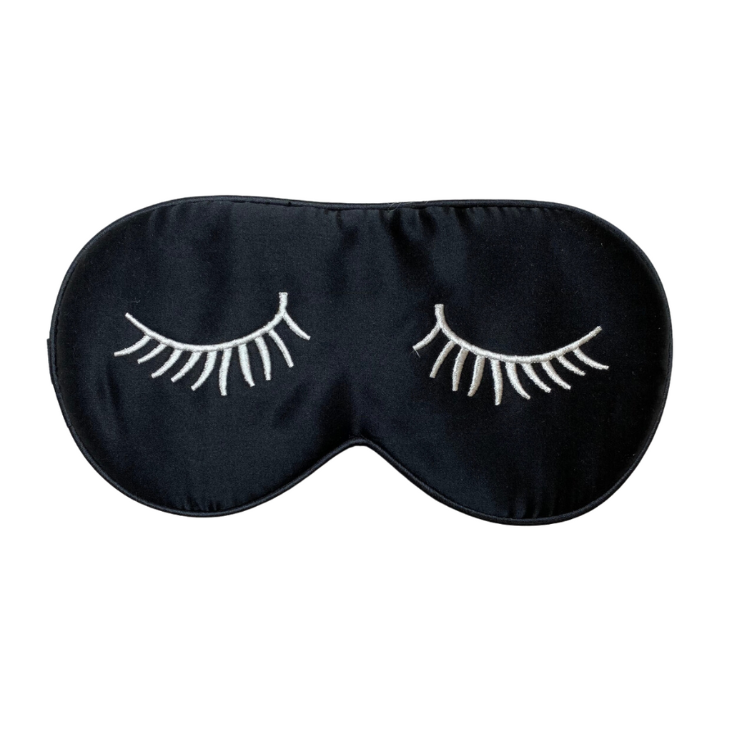 Satin Eye Mask | Black with White Lashes | Beauty Sleep Essential ...